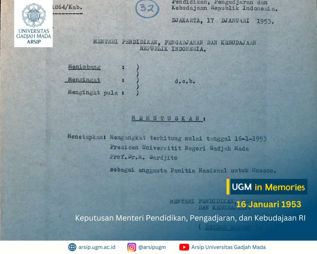 16 Januari 1953 – Arsip UGM