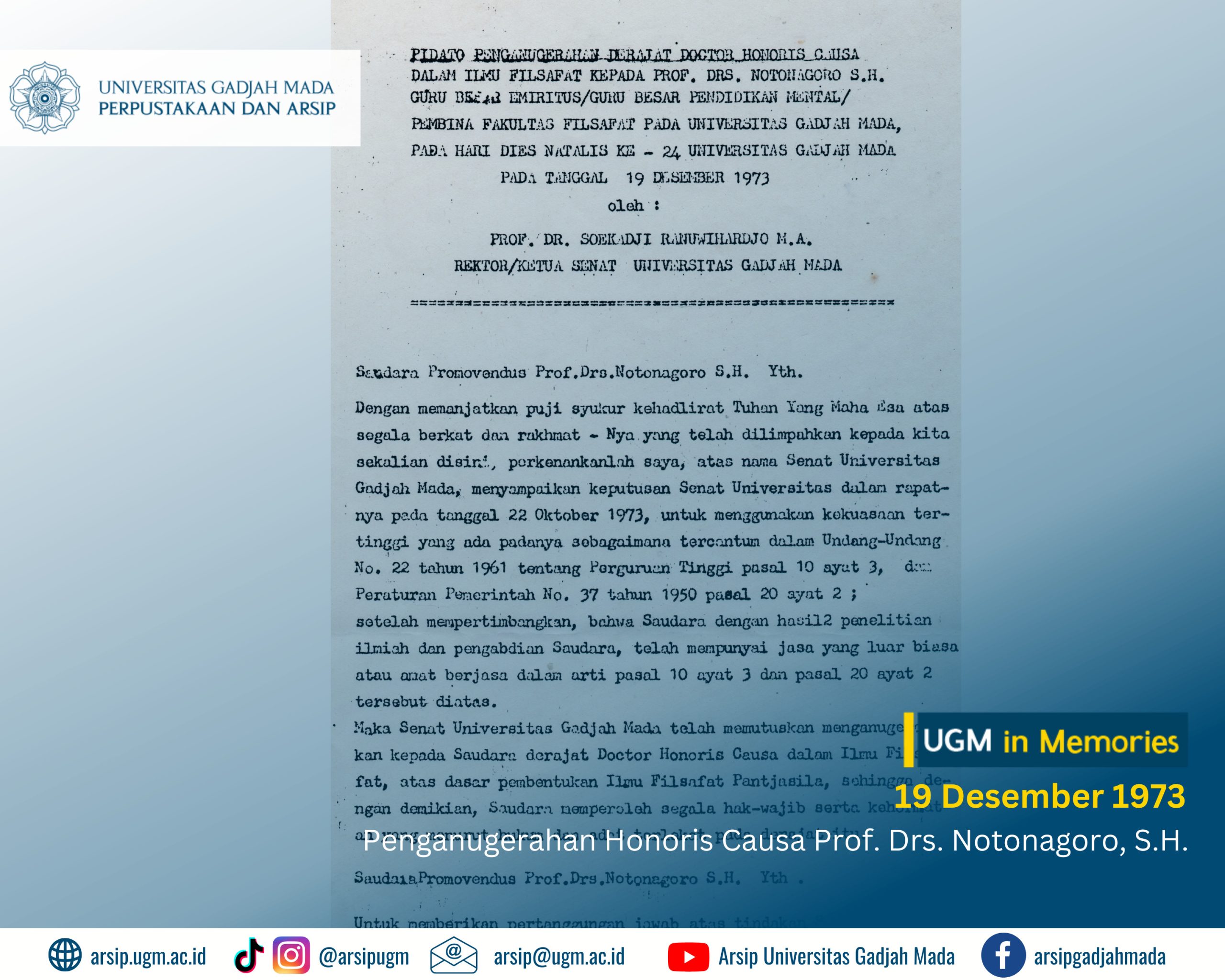 19 Desember 1973 – Arsip UGM